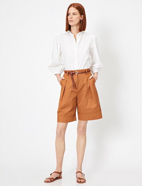 Koton Kadın Kemer Detayli Geniş Paçalı Bermuda Şort