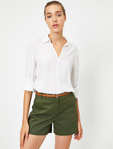 Koton Kadın Kemer Detaylı Basic Şort