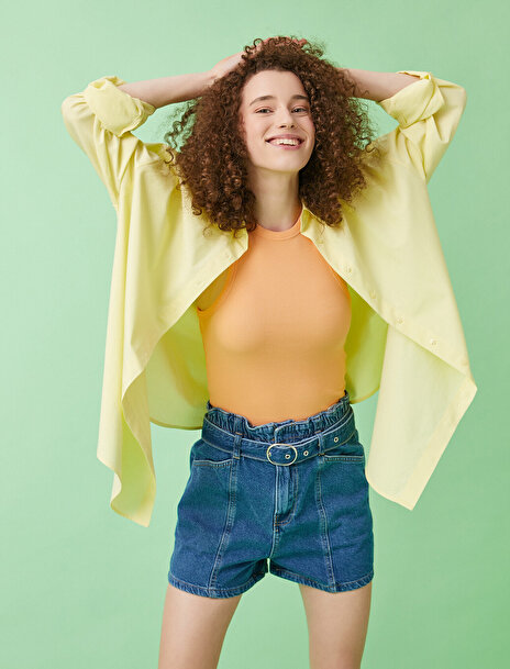 Koton Kadın Pamuklu Kemerli Cepli Şort