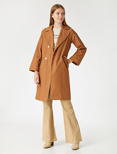 Koton Kadın Kemer Detaylı Cepli Trençkot Koton Kadın Kemer Detaylı Cepli Trençkot