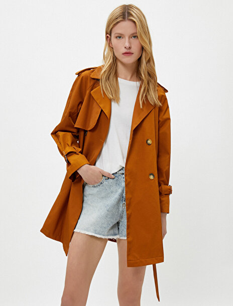 Koton Kadın Kemer Detaylı Cepli Trençkot Koton Kadın Kemer Detaylı Cepli Trençkot