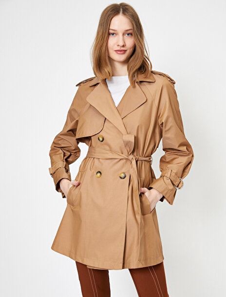 Koton Kadın Kemer Detaylı Cepli Trençkot Koton Kadın Kemer Detaylı Cepli Trençkot