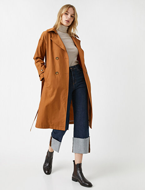 Koton Kadın Kemer Detaylı Cepli Trençkot