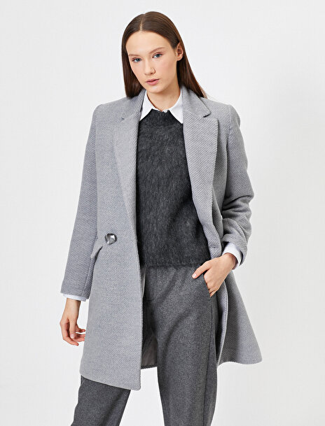 Koton Kadın Cep Detaylı Düğmeli Kaban