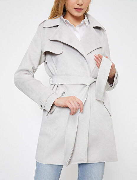 Koton Kadın Suni Süet Kemer Detaylı Trençkot