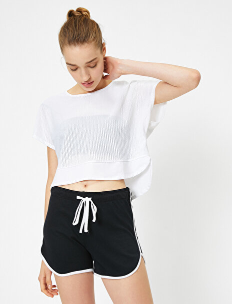 Koton Kadın File Detaylı Tişört Koton Kadın File Detaylı Tişört