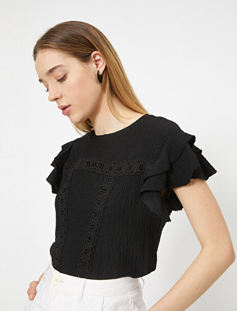 Koton Kadın Bisiklet Yaka Volanlı Bluz