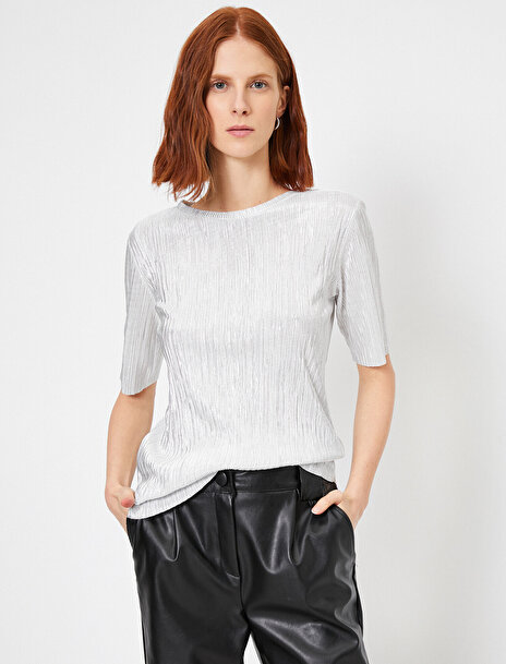 Koton Kadın Kisa Kollu Pileli Tisört