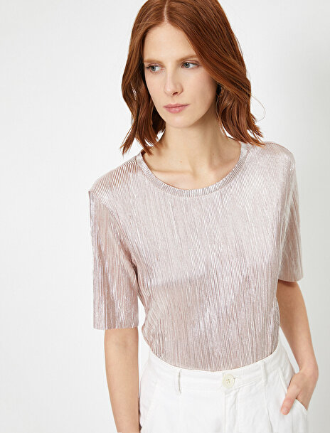 Koton Kadın Kisa Kollu Pileli Tisört