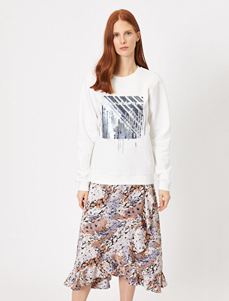 Koton Kadın Pul Payet Baskılı Sweatshirt