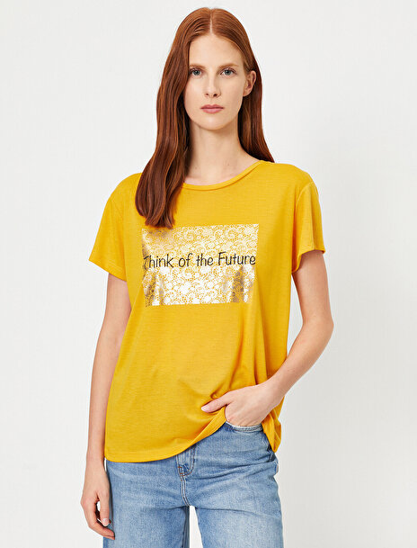 Koton Kadın Parlak Baskılı Kısa Kollu Tişört