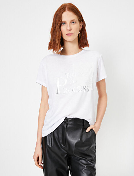 Koton Kadın Parlak Baskılı Kısa Kollu Tişört