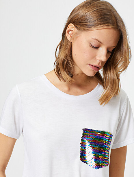 Koton Kadın Pullu Cep Detaylı Kısa Kollu Tişört