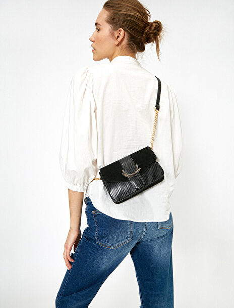 Koton Kadın Yılan Derisi Görünümlü Omuz Çantası