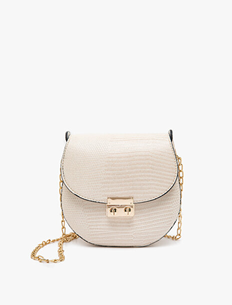 Koton Kadın Yılan Derisi Desenli Tokalı Çapraz Çanta