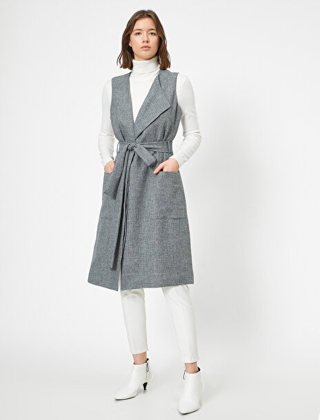 Koton Kadın Kuşaklı Uzun Boy Yelek