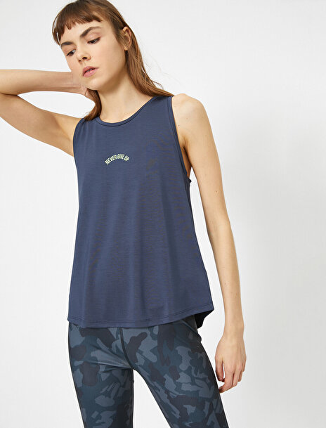 Koton Kadın Slogan Baskılı Yuvarlak Yaka Atlet