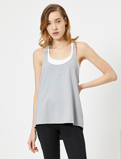 Koton Kadın Kolsuz Baskılı Sırt Detaylı Atlet