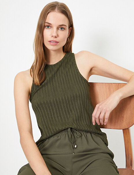 Koton Kadın Kumaş Detaylı Bisiklet Yaka Atlet Koton Kadın Kumaş Detaylı Bisiklet Yaka Atlet