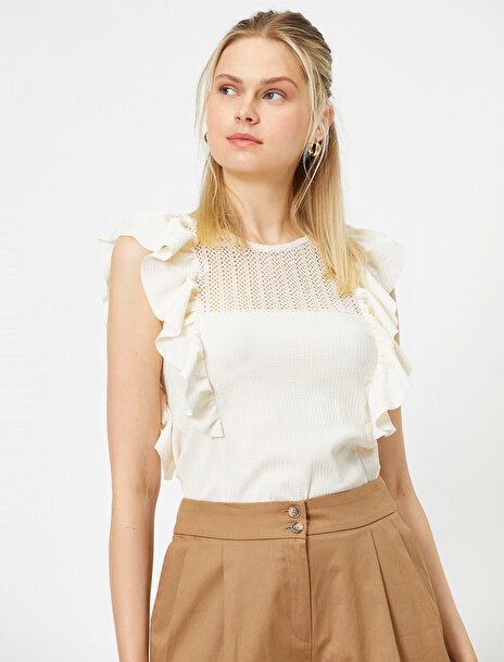 Koton Kadın Bisiklet Yaka Fırfır Detaylı Atlet