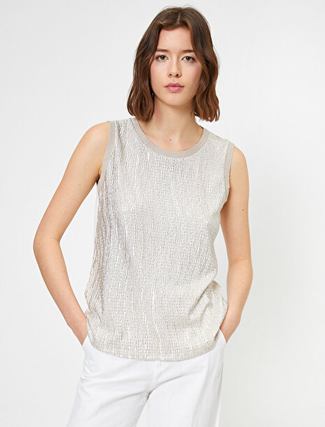 Koton Kadın Parlak Kumaş Detaylı Bisiklet Yaka Atlet Koton Kadın Parlak Kumaş Detaylı Bisiklet Yaka Atlet