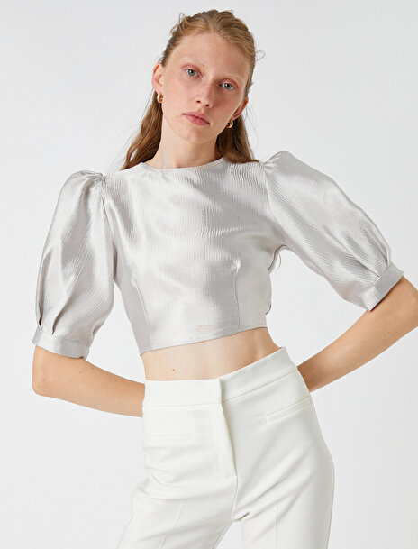 Koton Kadın Crop Bluz Balon Kol