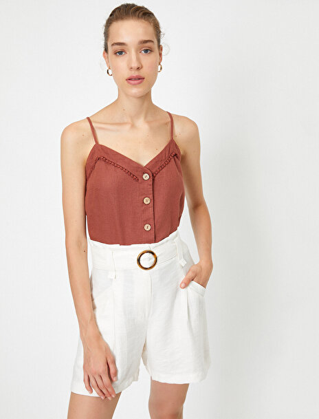 Koton Kadın İp Askılı Düğme Detaylı Atlet