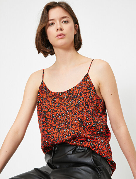 Koton Kadın Çiçek Desenli İp Askılı Atlet