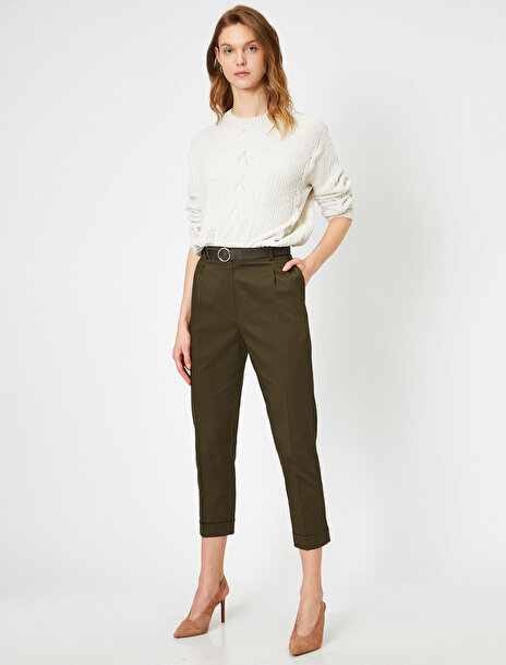 Koton Kadın Kemer Detaylı Kısa Paça Pantolon