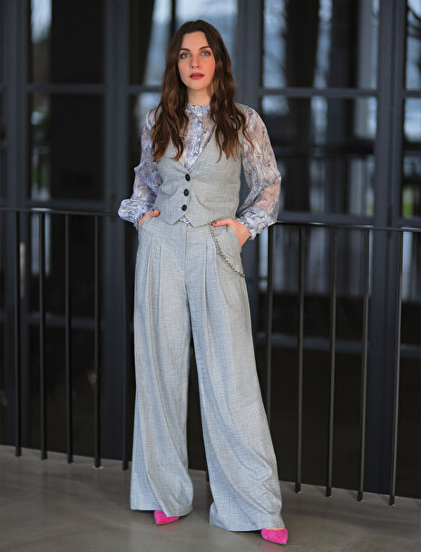 Koton Kadın Zincir Detaylı Geniş Kesim Pantolon