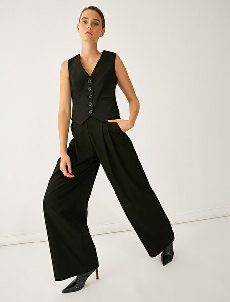 Koton Kadın Geniş Paça Pilili Panolon