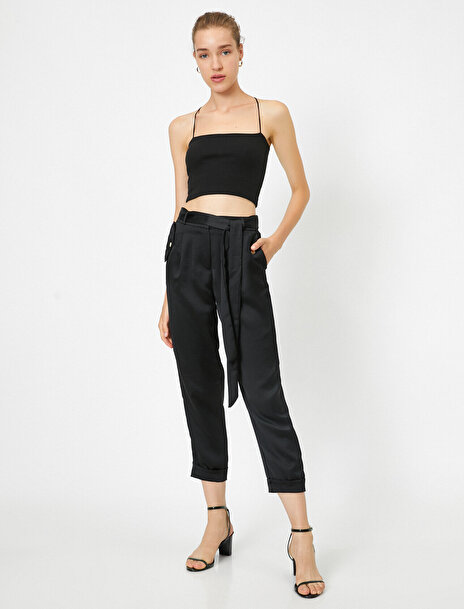 Koton Kadın Kuşak Detaylı Yüksek Bel Pantolon