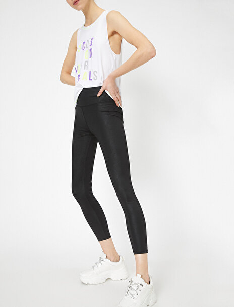 Koton Kadın Deri Görünümlü Tayt