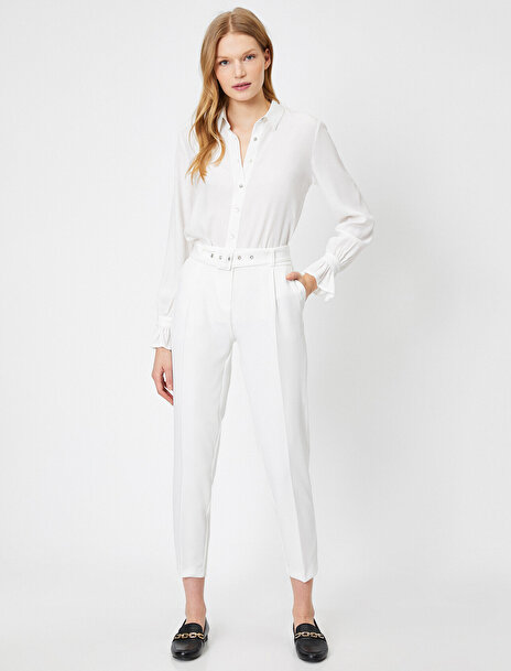 Koton Kadın Kemerli Havuç Kesim Pantolon