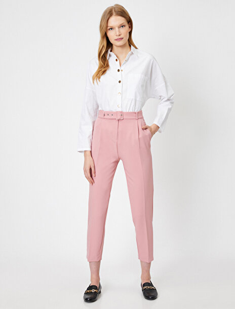 Koton Kadın Kemerli Havuç Kesim Pantolon