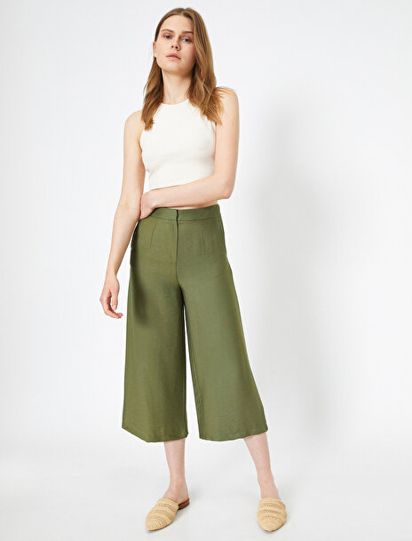 Koton Kadın Normal Bel Kanvas Culotte Pantolon Koton Kadın Normal Bel Kanvas Culotte Pantolon