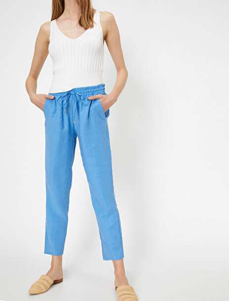 Koton Kadın Doğal Dokulu Beli Bağcıklı Rahat Pantolon Koton Kadın Doğal Dokulu Beli Bağcıklı Rahat Pantolon