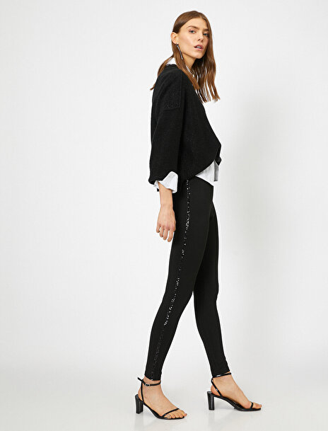 Koton Kadın Pul Payet Şerit Detaylı Tayt