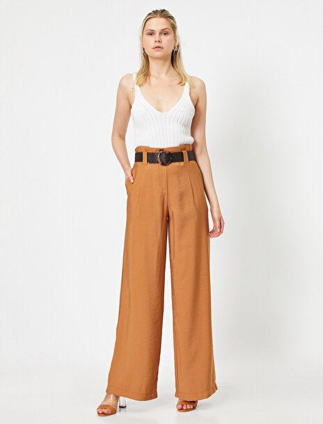 Koton Kadın Kemer Detaylı Uzun Pantolon