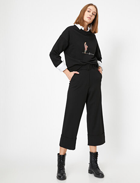 Koton Kadın Kemerli Kısa Paça Pantolon