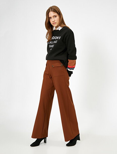 Koton Kadın Normal Bel Cepli Geniş Kesim Pantolon