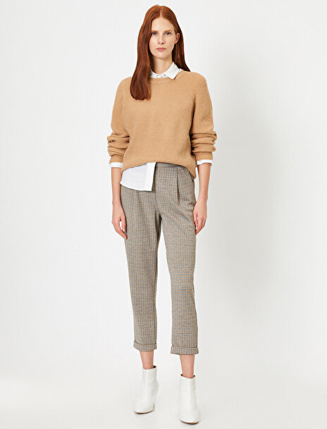 Koton Kadın Normal Bel Pilili Havuç Pantolon