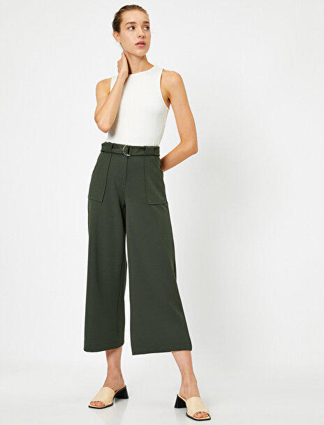 Koton Kadın Kemer Detaylı Culotte Pantolon