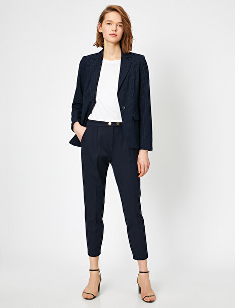 Koton Kadın Yüksek Bel Düğme Detaylı Havuç Pantolon