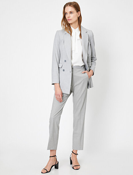 Koton Kadın Ekoseli Kemer Detaylı Pantolon