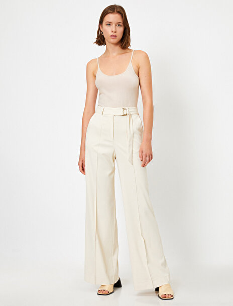 Koton Kadın Kemerli Yüksek Bel Pantolon