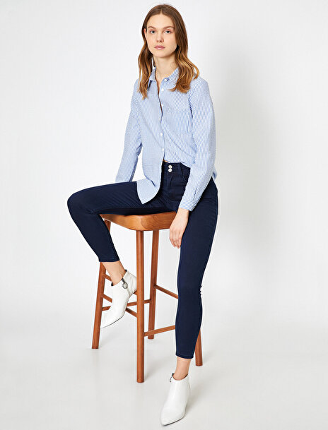 Koton Kadın Carmen Jean - Yüksek Bel Dar Kesim Dar Paça Pantolon