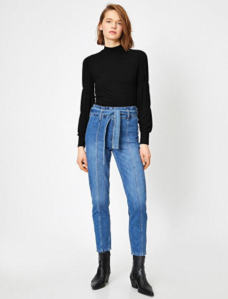 Koton Kadın Mom Jean - Yüksek Bel Rahat Kesim Dar Paça Pantolon