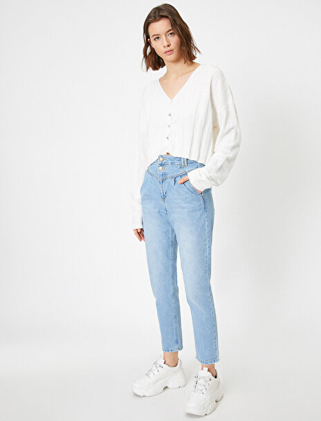 Koton Kadın Mom Jean - Yüksek Bel Rahat Kesim Dar Paça Pantolon