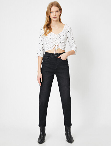 Koton Kadın Mom Jean - Yüksek Bel Rahat Kesim Dar Paça Pantolon